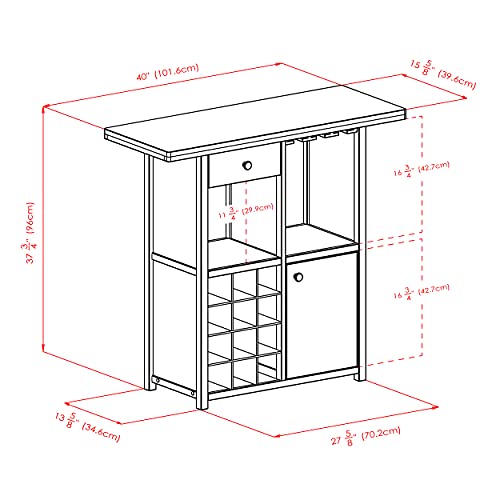 Winsome Macon Bar Wine Cabinet, Espresso