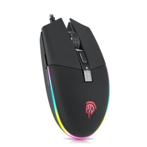 easysmx v50 rgb wired gaming mouse, ergonomic computer mouse with 5 programmable buttons, 22 preset macros for pubg, 5 dpi settings, led backlit usb mouse for laptop/pc/windows/linux/mac