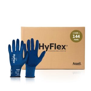 hyflex 11-818 multipurpose gloves - dexterity, lightweight, blue/blue, size large (pack of 12)