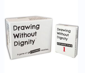 drawing without dignity combo pack: party game + expansion pack 1 - a twisted funny adult party game version of the classic drawing game…