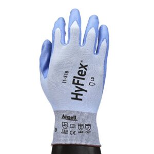 hyflex 11-518 cut resistant work gloves for men and women in nylon, extra thin, working glove for mechanics, automotive, industrial or home-improvement environment, blue, size small (12 pairs)