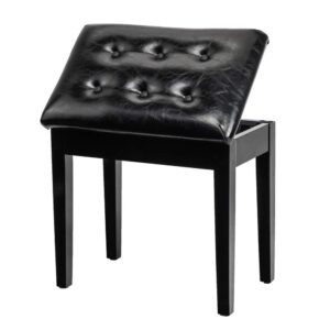 bonnlo padded wooden piano bench with music storage keyboard stool artist benches stool tufted seat,black