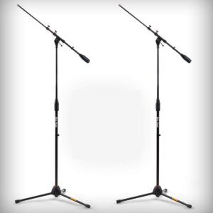 hola! music mic stand w/adjustable height for home, studio, office or stage use – weighted base