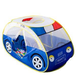 anyshock kids tent, pop up tents for kids play tents for toddlers 1-3, outdoors & indoor playhouse, foldable ball pit, quick setup pretend play toys gift for boys and girls (blue police car tent)