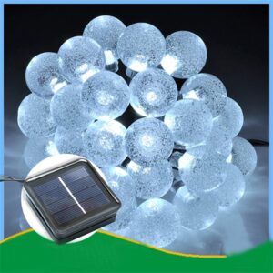 2 pack solar string lights solar fairy christmas string lights crystal golobe ball flower garden led lights waterproof lamp decorative lighting for home, garden, party, festival holiday decorations