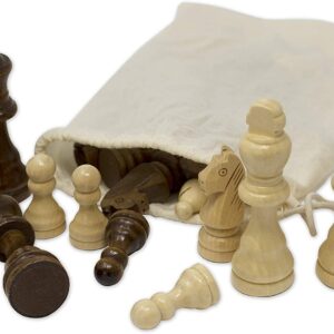 GrowUpSmart Staunton Chess Pieces with Extra Queens | Size: Small - King Height: 2.5 inch | Wood