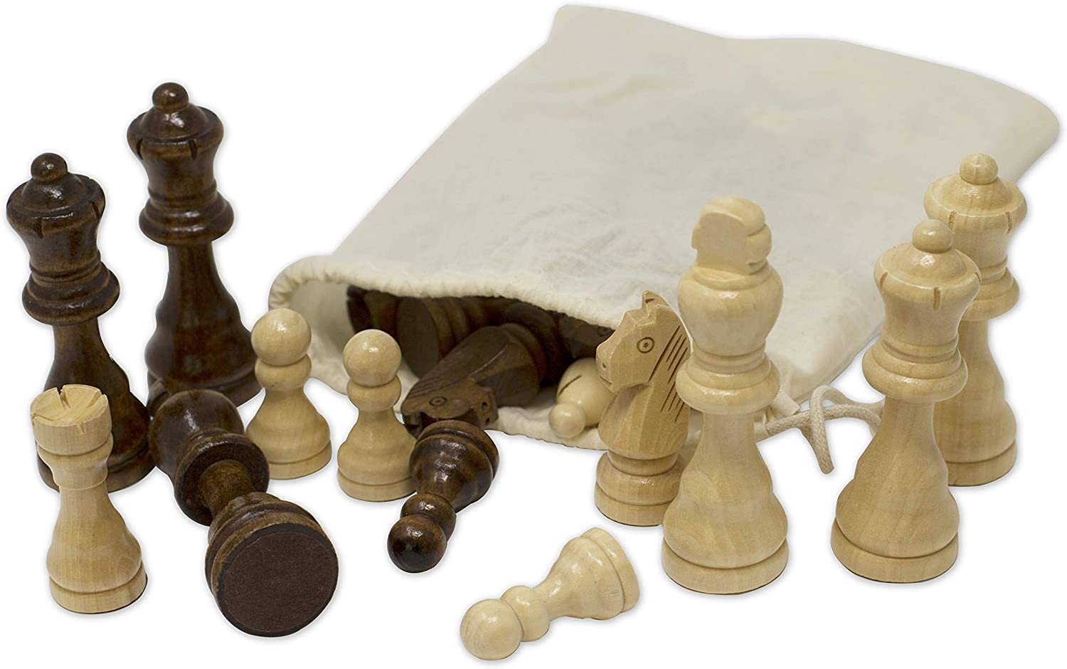 GrowUpSmart Staunton Chess Pieces with Extra Queens | Size: Small - King Height: 2.5 inch | Wood