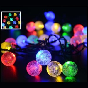 2 pack solar string lights solar fairy christmas string lights crystal golobe ball flower garden led lights waterproof lamp decorative lighting for home, garden, party, festival holiday decorations