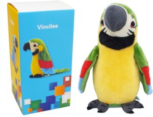 vincilee talking parrot repeat what you say mimicry pet toy plush interactive toys buddy parrot for children gift,4.3 x 8.7inches(green)