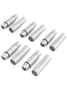 cablecreation [5-pair xlr female to female & xlr male to male 3pin adapter connector compatible microphone,mixer,silver