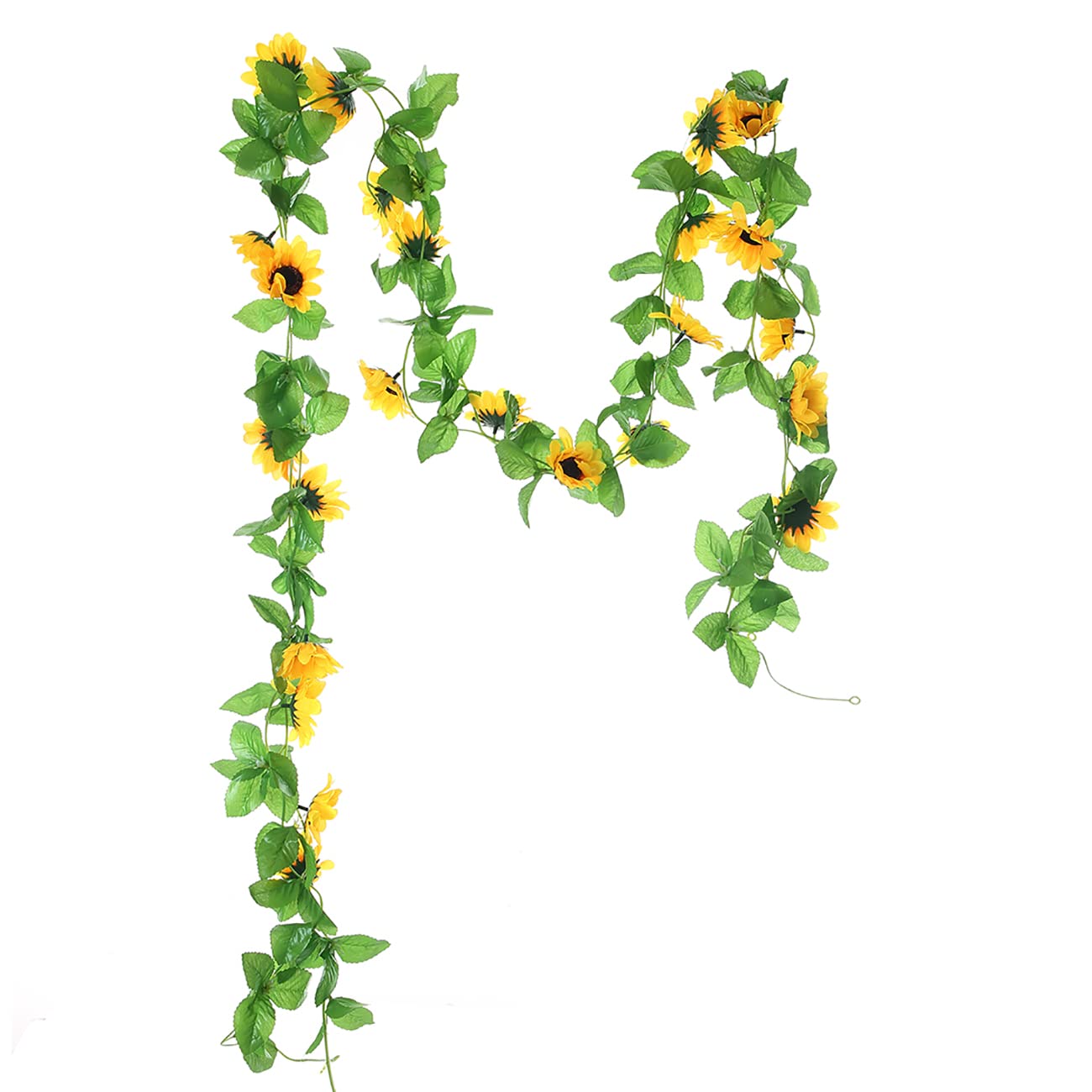 Sunrisee 2Pcs Artificial Sunflower Garland Silk Fake Flower Vines Artificial Flowers for Hotel Wedding Home Garden Decor, 7.7FT