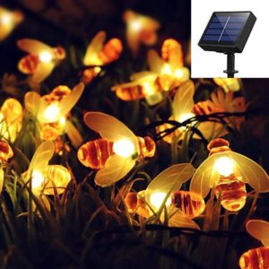 solar honeybee string lights, 21ft 30 led solar powered bee string lights outdoor honeybee fairy string lights for home,gardens,park,patios decoration.