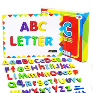 magnetic letters and numbers, fun alphabet kit for kids, abc educational toys, refrigerator magnets with dry erase magnetic board preschool toy - 112pcs