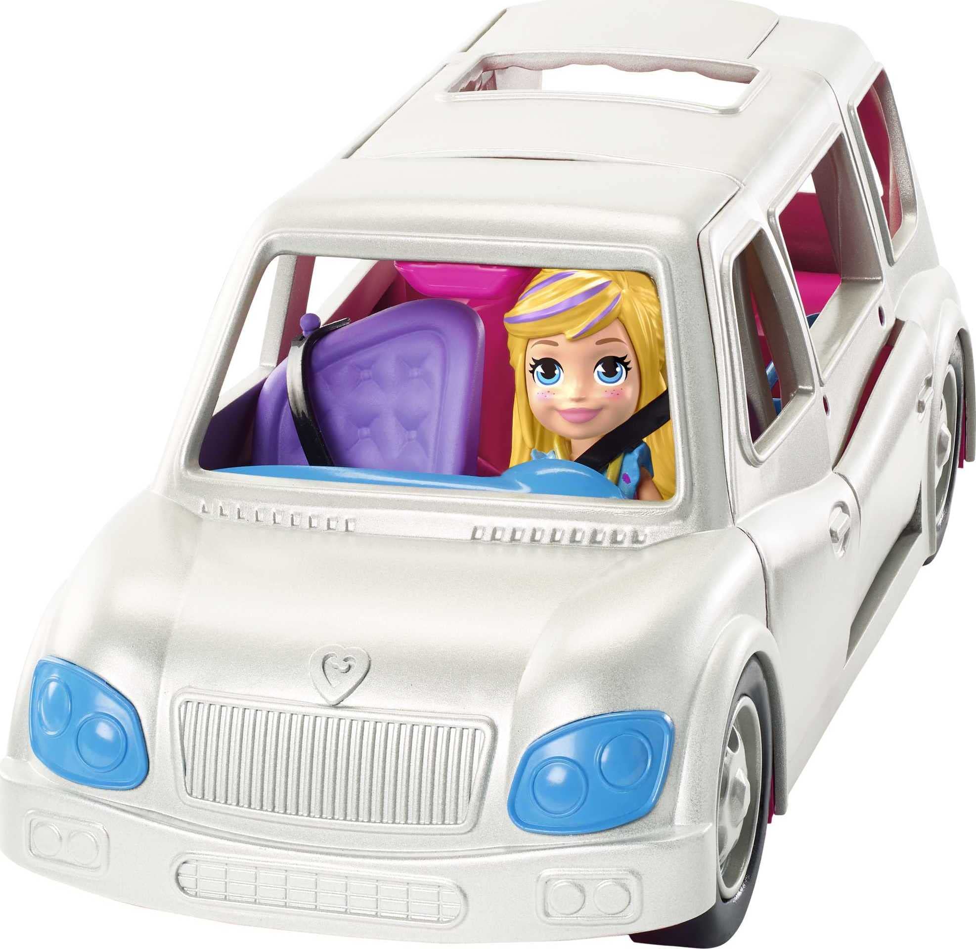 Polly Pocket Vehicle Toy with 3-inch Doll & 14 Fashion Accessories, Arrive In Style Limo Playset