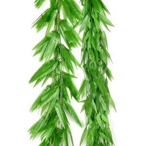 sunrisee 50pcs artificial willow vines greenery garland silk fake rattan leaves for garden wedding home wall decor