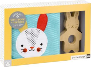 baby bunny organic soft book and teether set