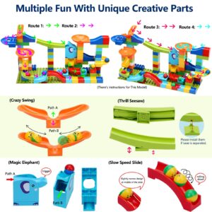 COUOMOXA Marble Run Building Blocks: Compatible Classic Large Blocks Maze Track Sets - Big Blocks Educational STEM for Toddlers - Birthday Toys Gifts for 2 3 4 5 6 7 8 Year Old Boys & Girls