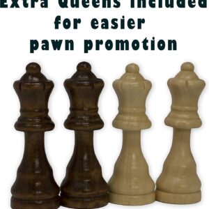 GrowUpSmart Staunton Chess Pieces with Extra Queens | Size: Small - King Height: 2.5 inch | Wood