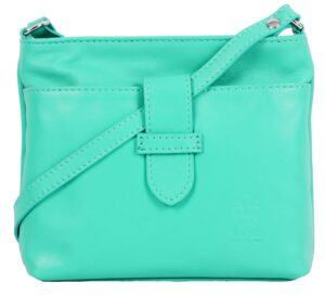 primo sacchi italian soft leather small aqua blue adjustable strap cross body shoulder bag purse