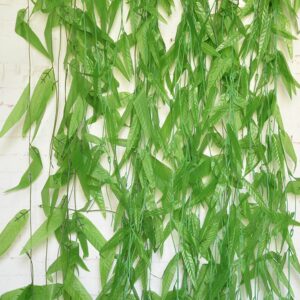 Sunrisee 50pcs Artificial Willow Vines Greenery Garland Silk Fake Rattan Leaves for Garden Wedding Home Wall Decor