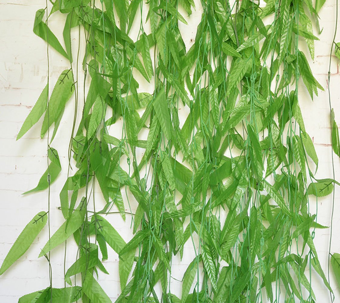 Sunrisee 50pcs Artificial Willow Vines Greenery Garland Silk Fake Rattan Leaves for Garden Wedding Home Wall Decor