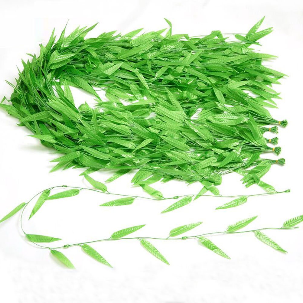 Sunrisee 50pcs Artificial Willow Vines Greenery Garland Silk Fake Rattan Leaves for Garden Wedding Home Wall Decor