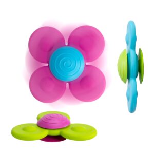 fat brain toys whirly squigz - 3 silicone spinners for toddlers & kids, 10 mos+