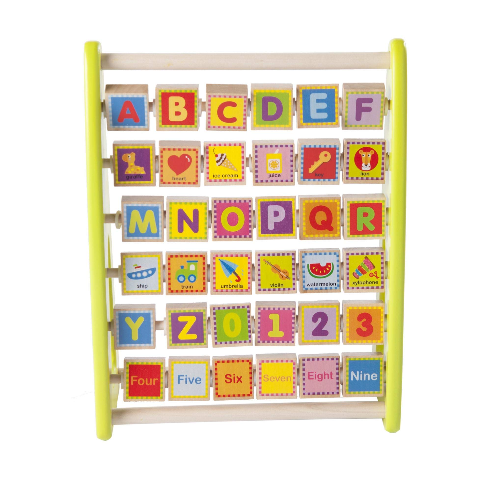 Fat Brain Toys Alpha-Abacus - Wooden Alphabet & Number Learning Toy for Kids 2+