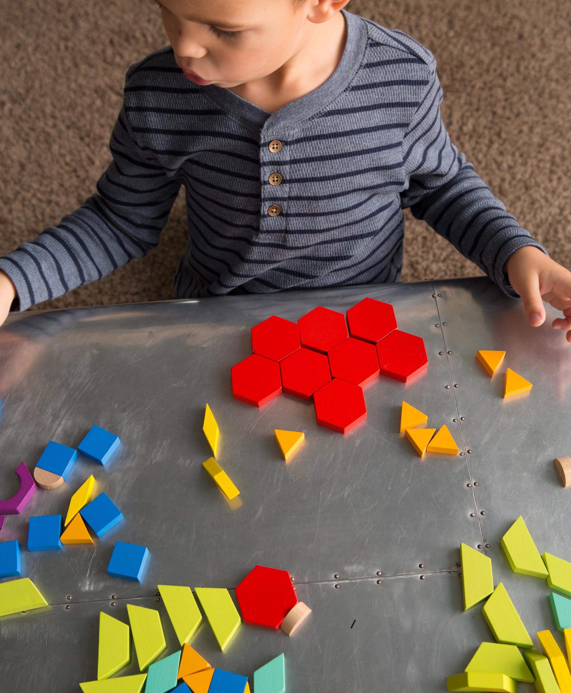 Fat Brain Toys GeoMagic Mosaics - Wooden Geometry Blocks for Kids Ages 3 to 8