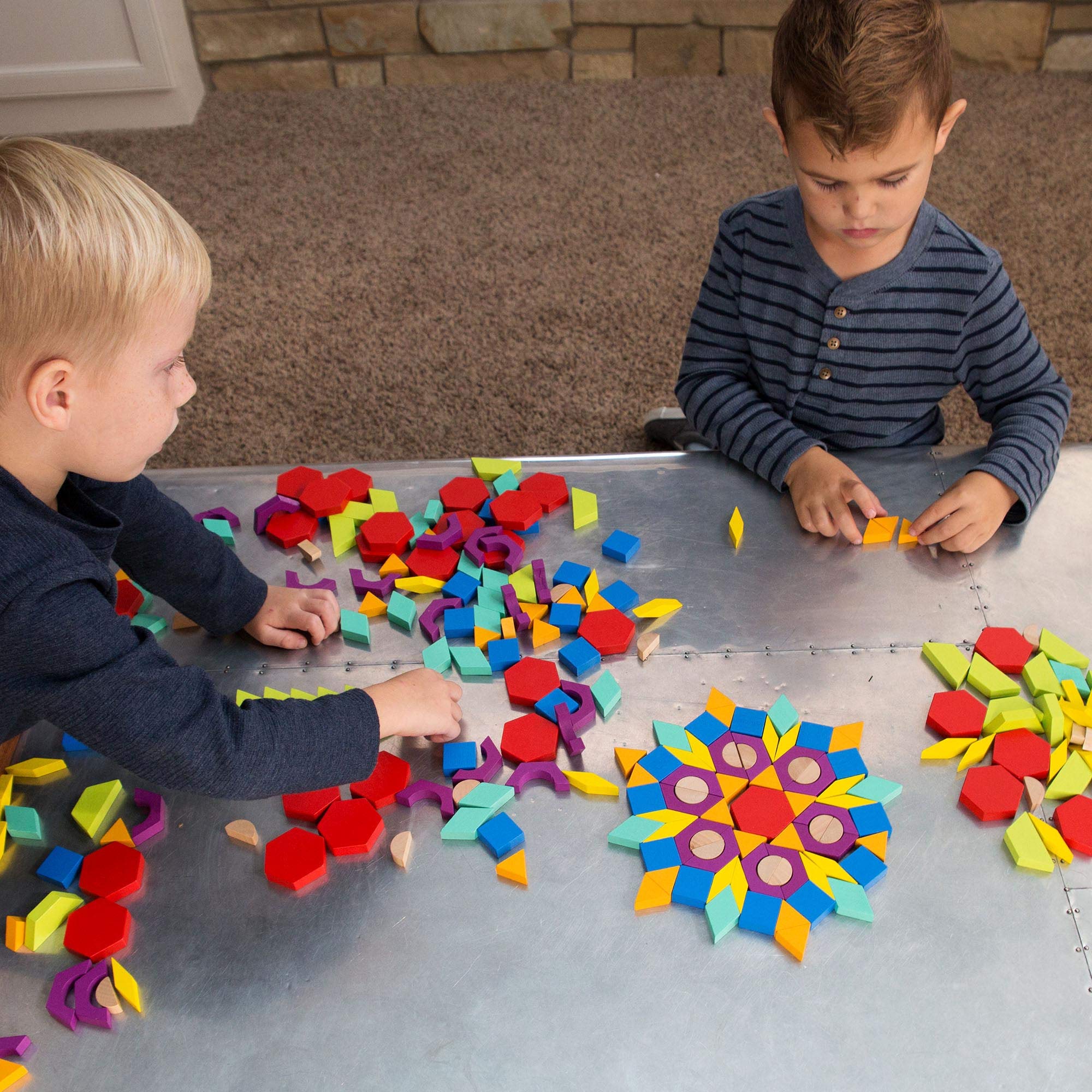 Fat Brain Toys GeoMagic Mosaics - Wooden Geometry Blocks for Kids Ages 3 to 8