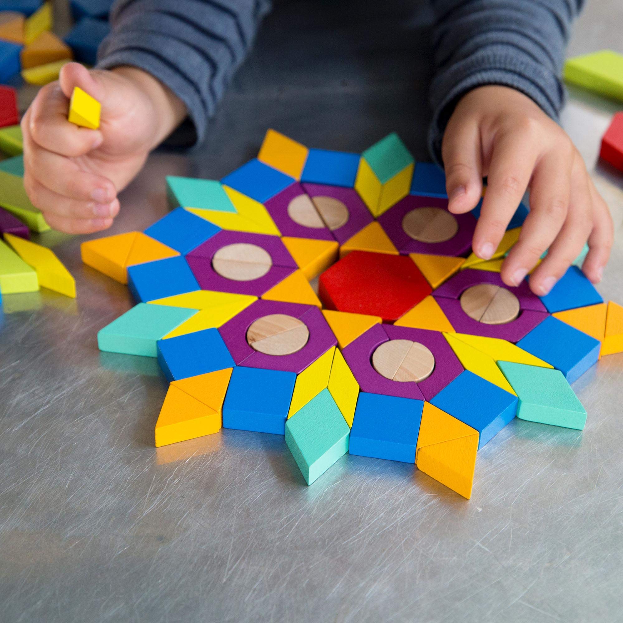 Fat Brain Toys GeoMagic Mosaics - Wooden Geometry Blocks for Kids Ages 3 to 8