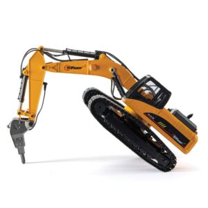 Top Race Full Metal Adult RC Hydraulic Excavator Truck - 23-Channel Remote Control Excavator Toy with Claw Grabber - Rechargeable 2000mAh Battery, Smoke Simulated, RC Trucks, 180 Lbs Capacity