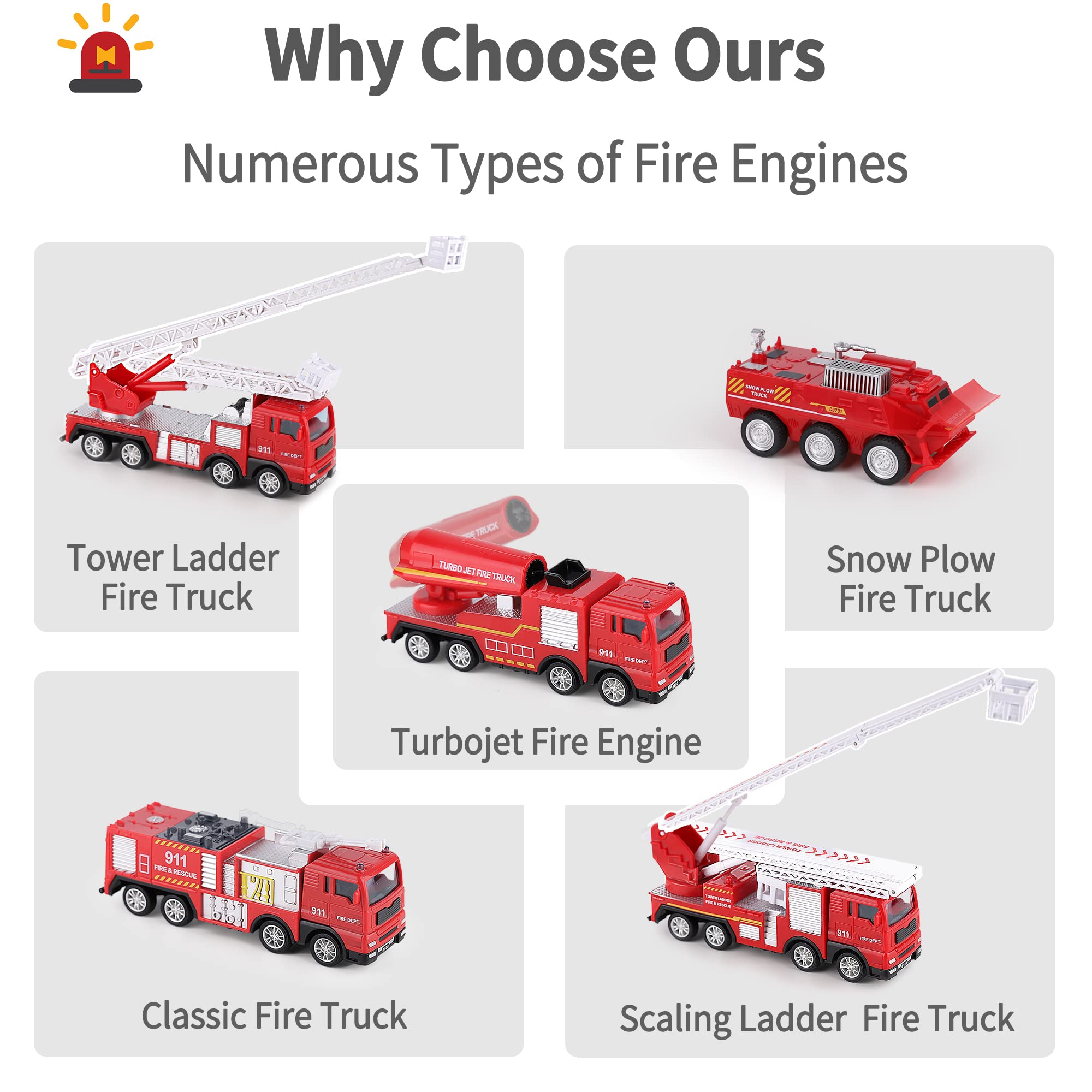 iPlay, iLearn Fire Trucks Toy for Boys 3-5, Kids Fire Engine Station Playset, Toddler Emergency Vehicles Learning, Realistic Firefighter Site Ladder Truck, Birthday Gifts for 4 6 7 8 Years Old