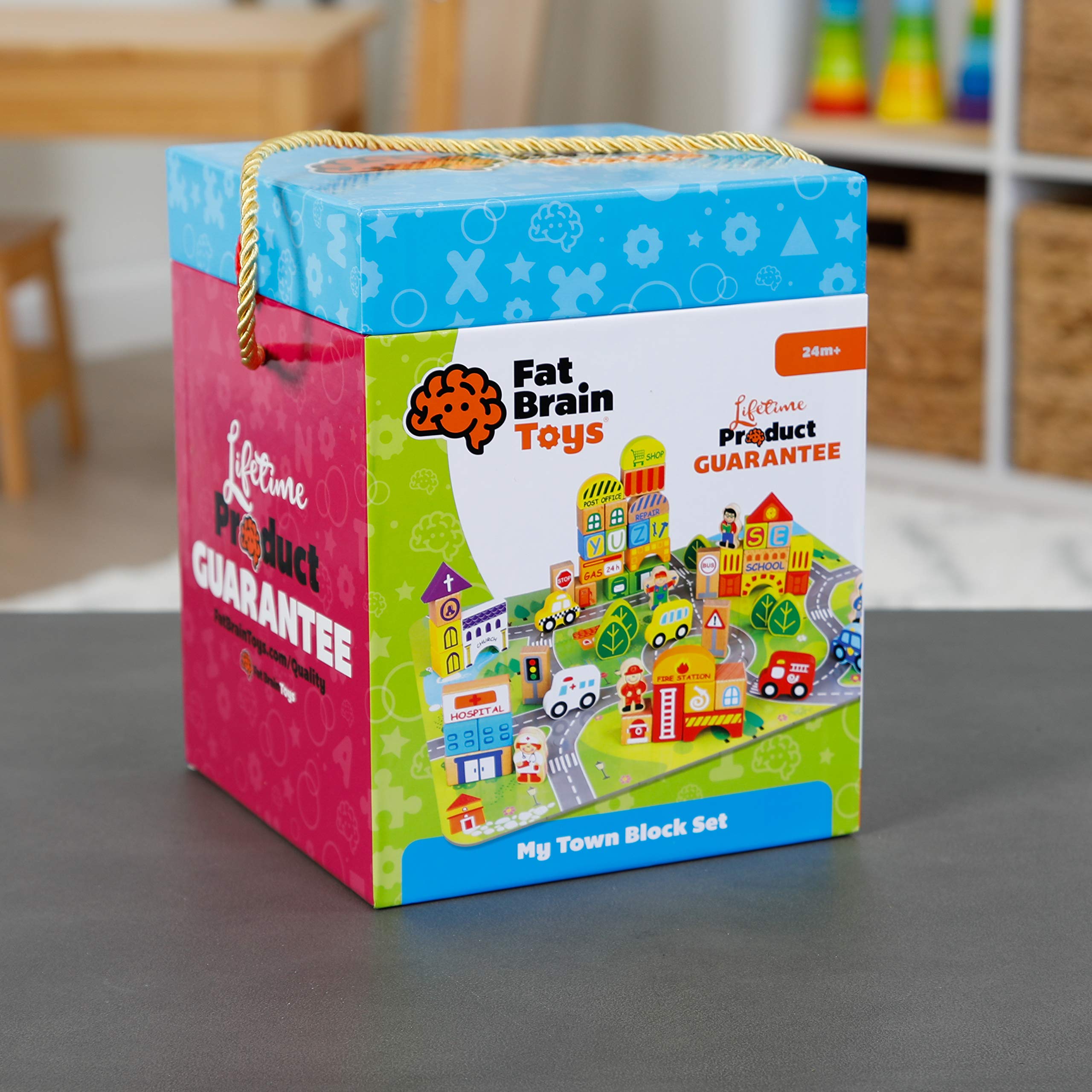 Fat Brain Toys My Town Block Set - Jigsaw Puzzle & Wood Block Set for Preschoolers