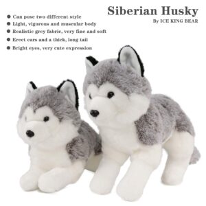 Ice King Bear Lifelike Siberian Husky Stuffed Animal - Plush Toy - 13 Inches Length (Original)