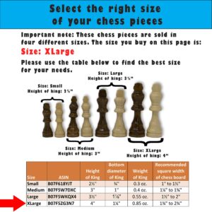 GrowUpSmart Staunton Chess Pieces with Extra Queens | Size: XLarge - King Height: 4 inches | Wood