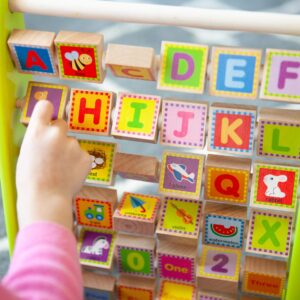 Fat Brain Toys Alpha-Abacus - Wooden Alphabet & Number Learning Toy for Kids 2+