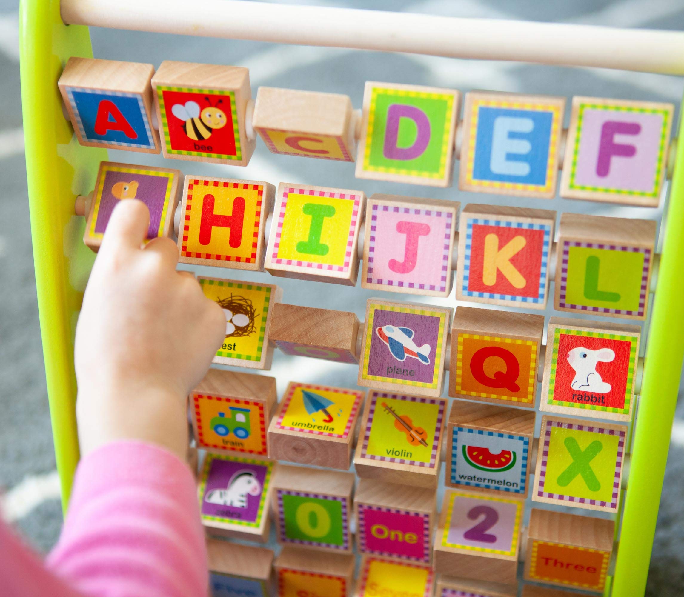 Fat Brain Toys Alpha-Abacus - Wooden Alphabet & Number Learning Toy for Kids 2+