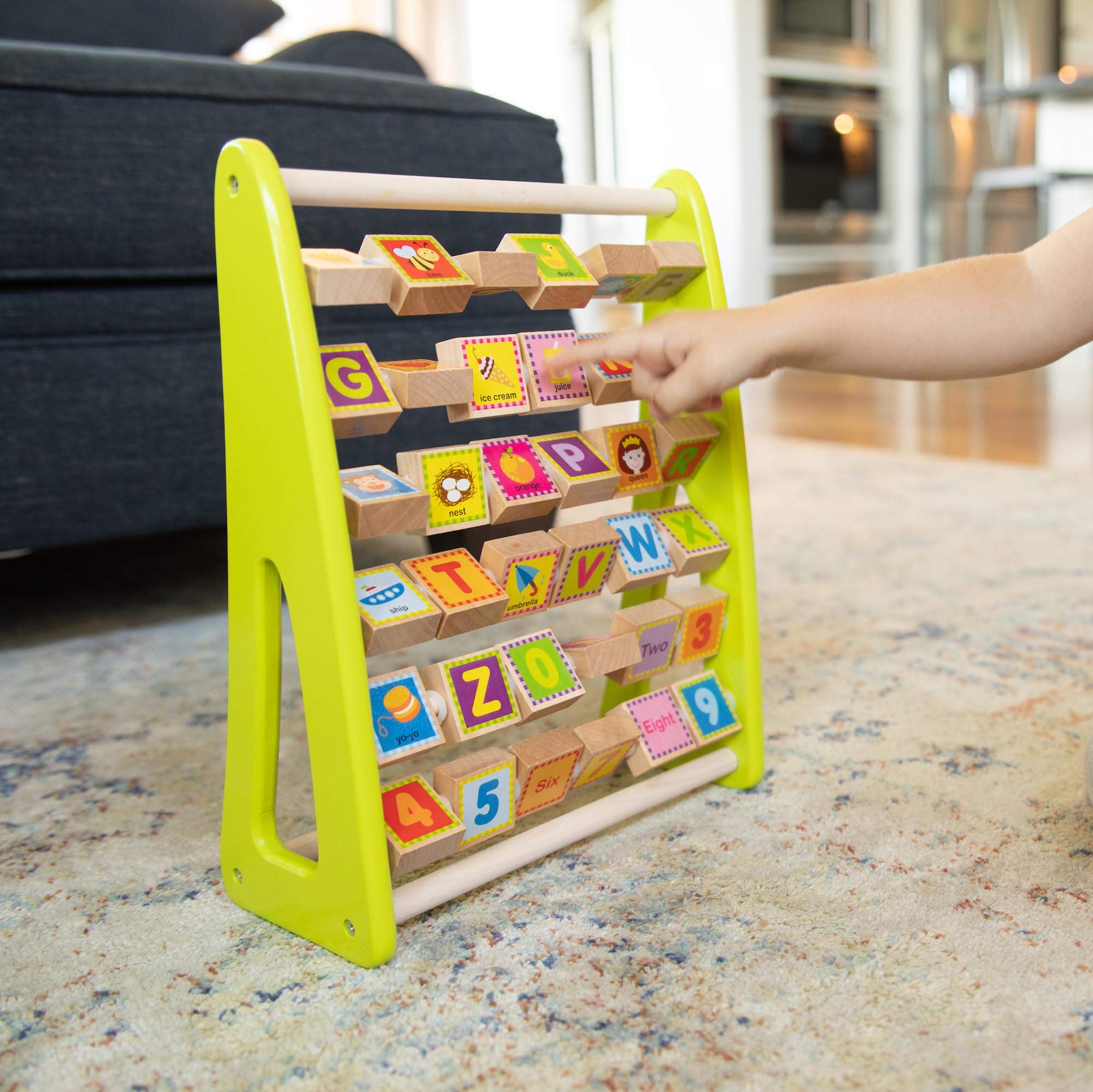 Fat Brain Toys Alpha-Abacus - Wooden Alphabet & Number Learning Toy for Kids 2+