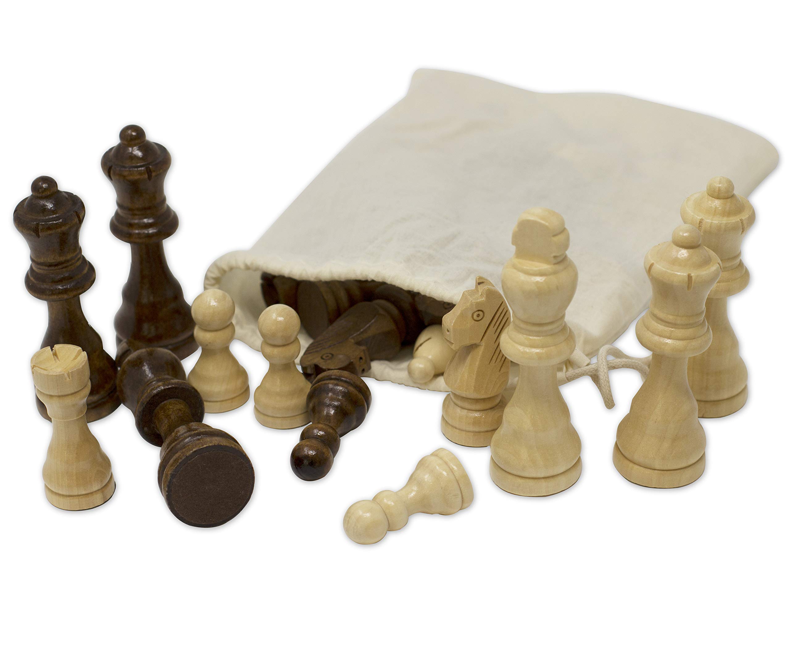 GrowUpSmart Staunton Chess Pieces with Extra Queens | Size: XLarge - King Height: 4 inches | Wood