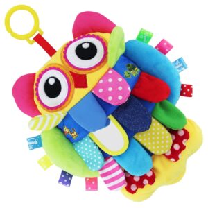 teytoy my first baby toys-who do you see, baby crinkle activity and teething toy with multi-sensory rattle and textures, owl