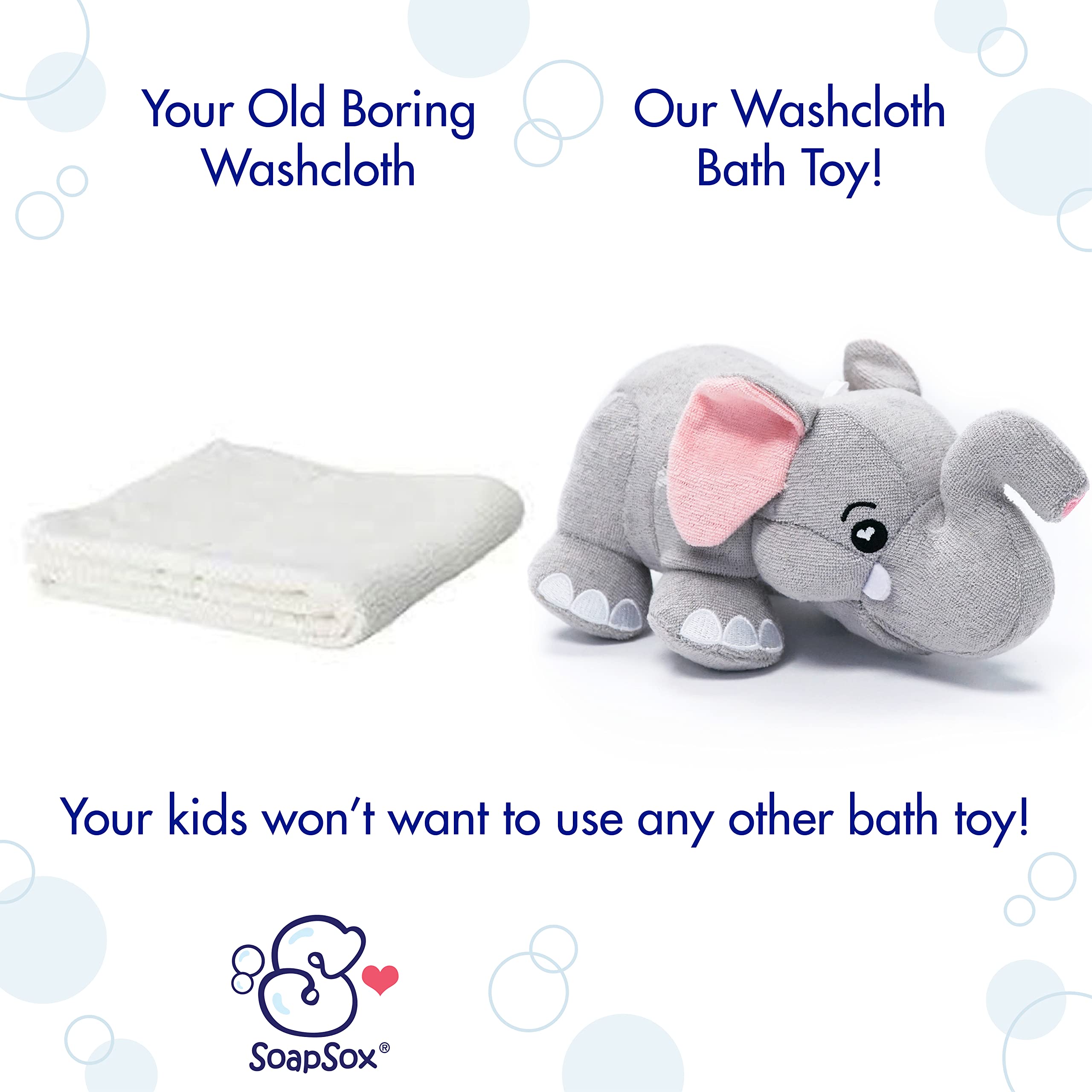 SoapSox, Miles The Elephant - Children's Bath Toy, Grey (SSEL)