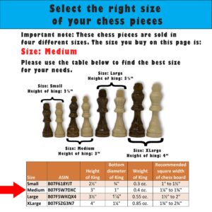 GrowUpSmart Staunton Chess Pieces with Extra Queens | Size: Medium - King Height: 3 inches | Wood