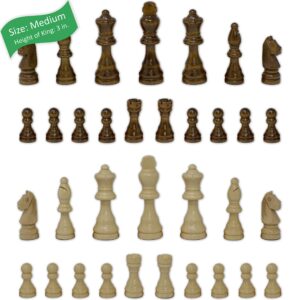 growupsmart staunton chess pieces with extra queens | size: medium - king height: 3 inches | wood