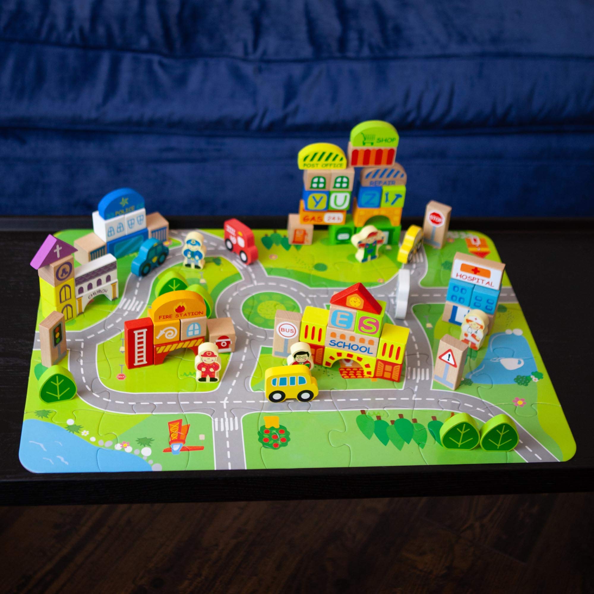 Fat Brain Toys My Town Block Set - Jigsaw Puzzle & Wood Block Set for Preschoolers