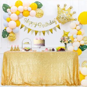 trlyc 55"x55" seamless gold sequin tablecloth sparkly shimmer decoraiton tablecloth overlay for weeding party