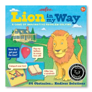 eeboo: lion in my way game, a game of imaginative problem solving, educational games that cultivates conversation, socialization, and skill-building, perfect for ages 5 and up