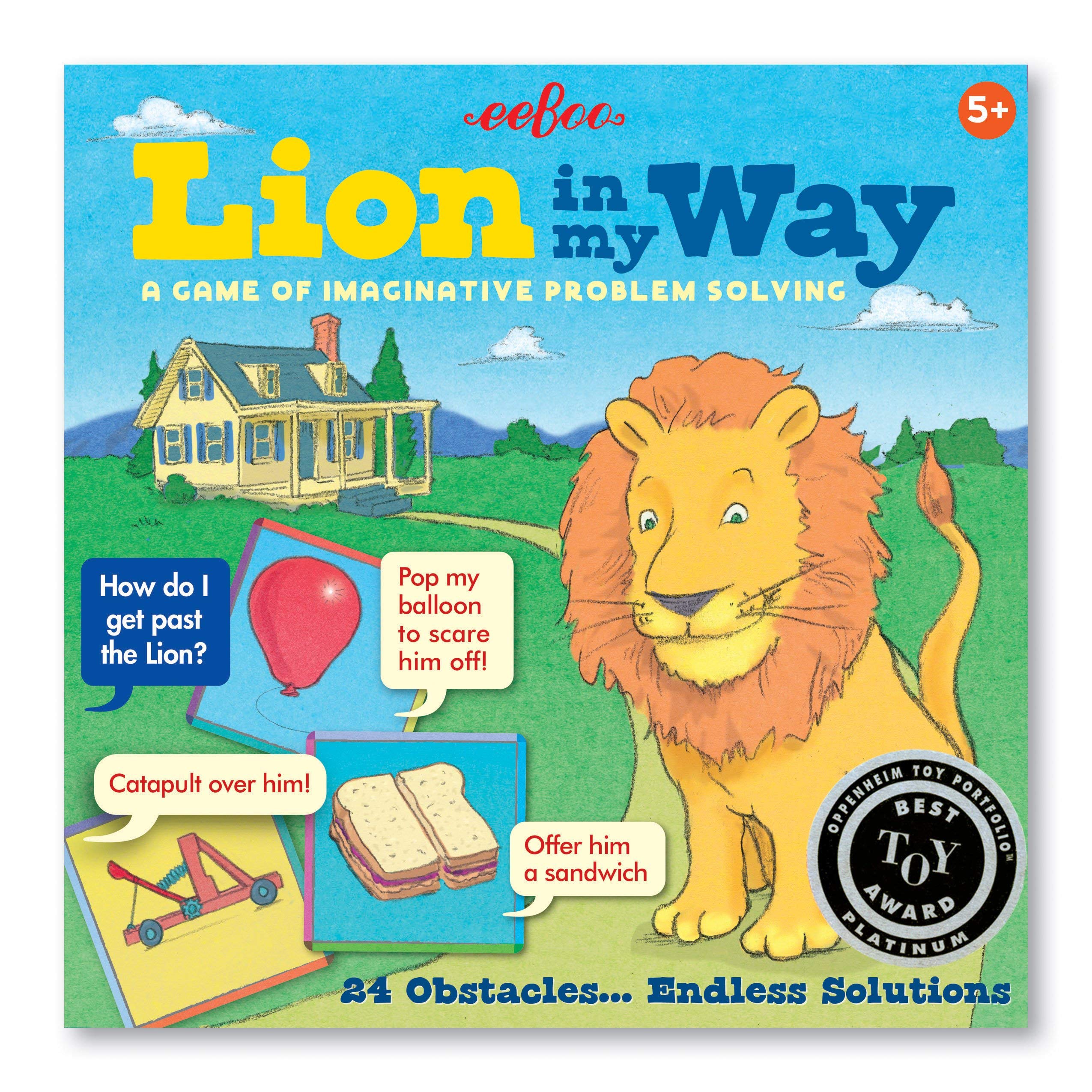 eeBoo: Lion in My Way Game, A Game of Imaginative Problem Solving, Educational Games That Cultivates Conversation, Socialization, and Skill-Building, Perfect for Ages 5 and up