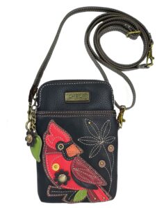 chala cardinal cellphone crossbody handbag - convertible strap 5" x 7.5" x 1"