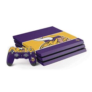 skinit decal gaming skin compatible with ps4 pro console and controller bundle - officially licensed nfl minnesota vikings zone block design